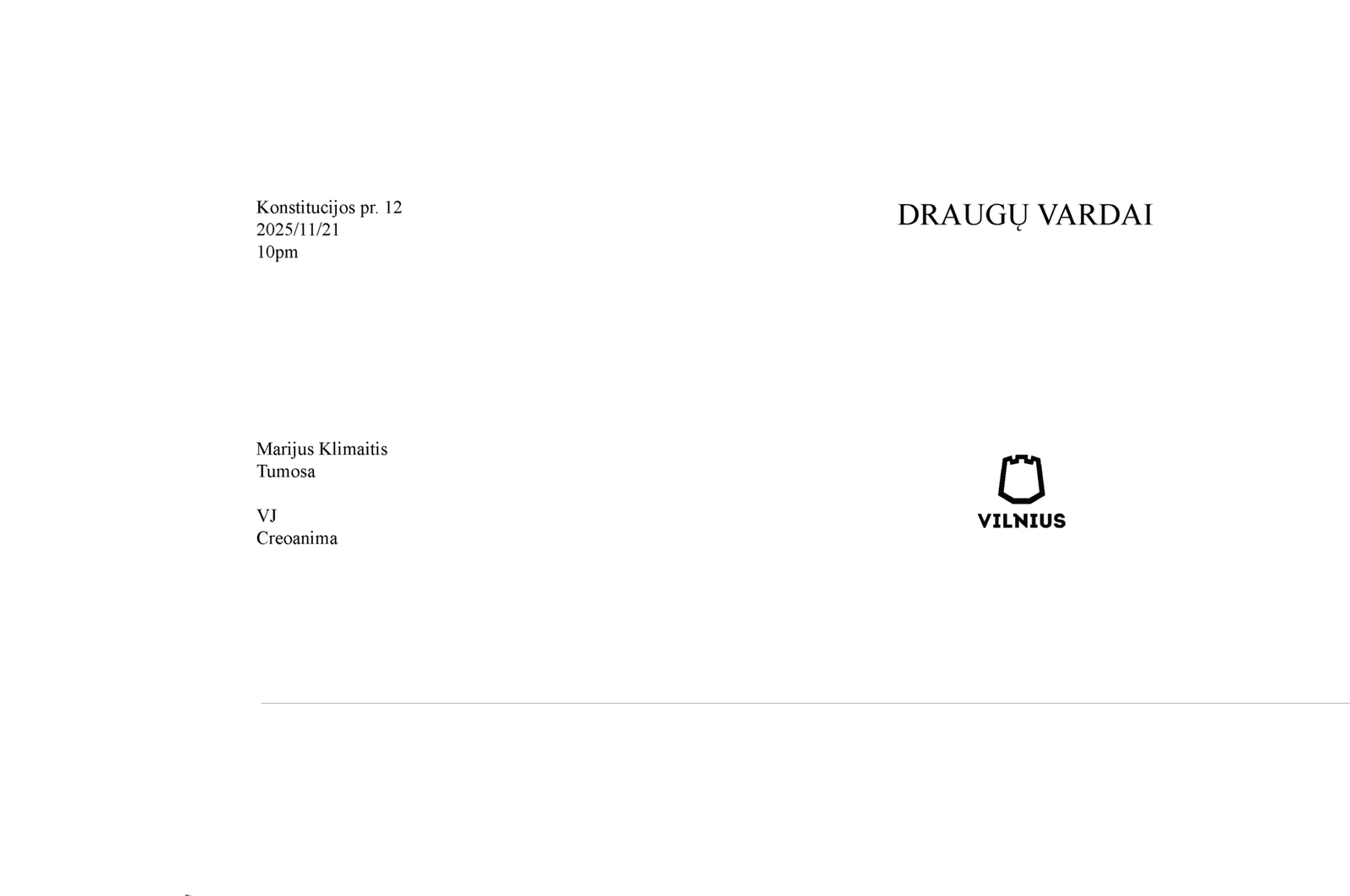 Marijus Klimaitis / Tumosa / Creoanima - VNB